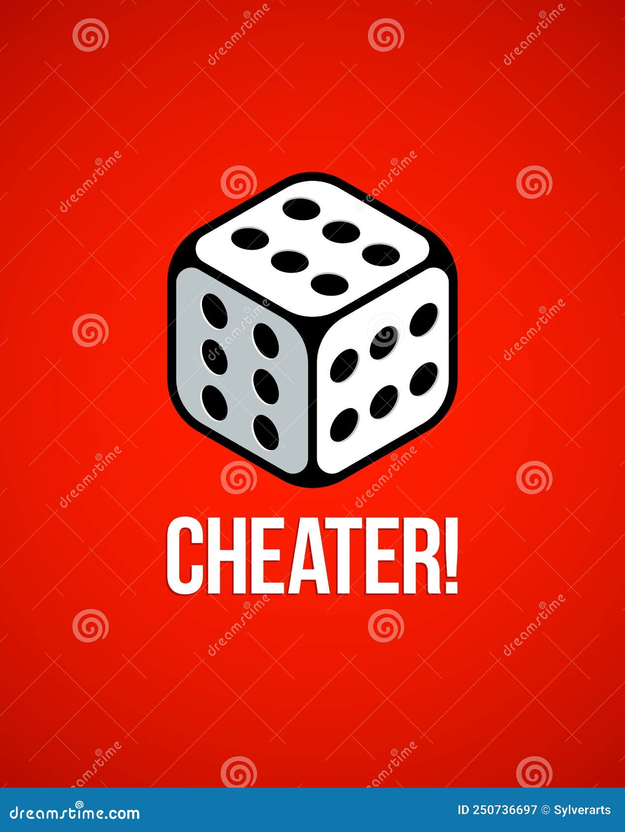 Cheater Concept with Dice that Have Number 6 on Every Side Stock Vector ...