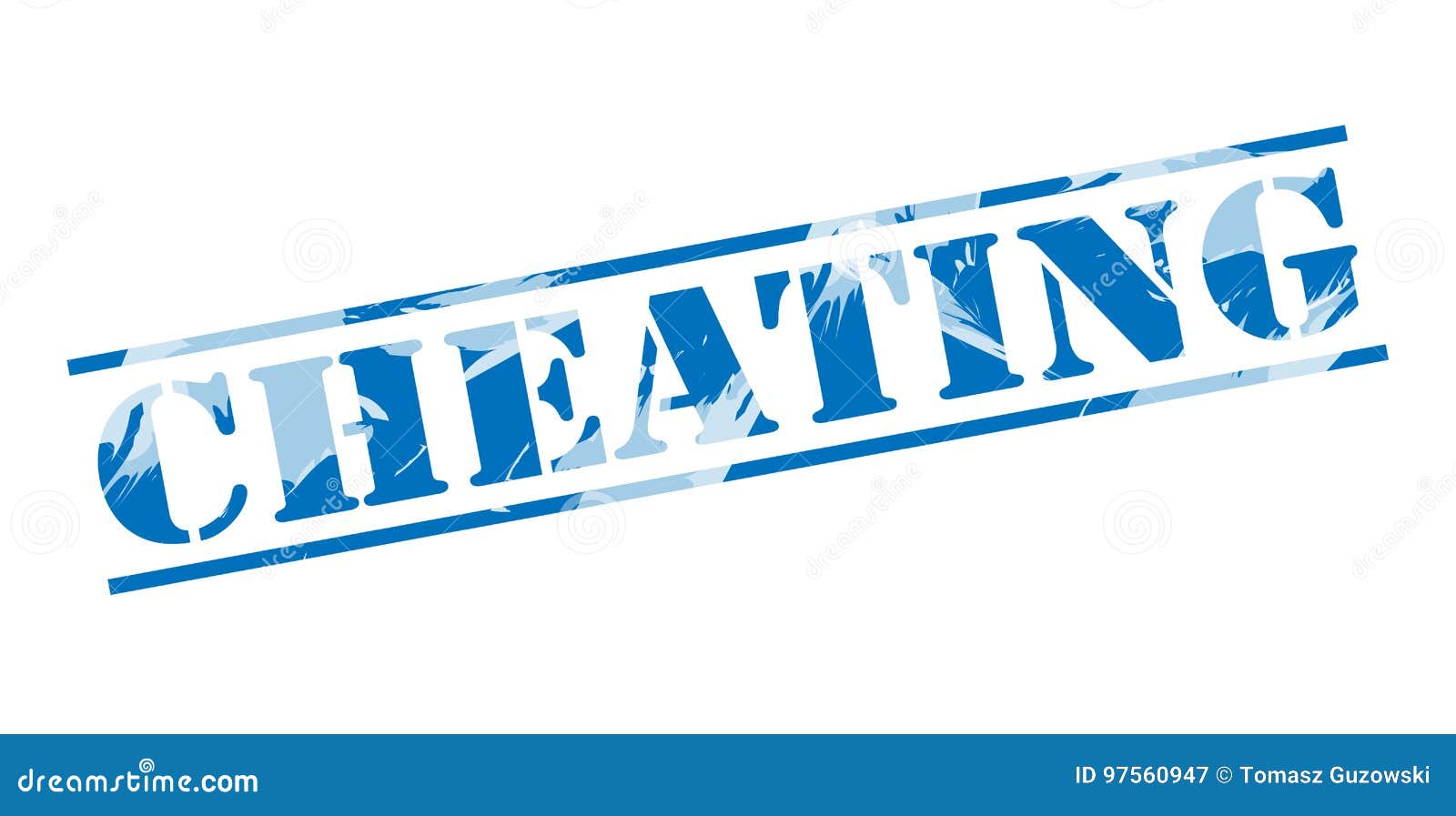 Cheating blue stamp stock illustration. Illustration of icon - 97560947