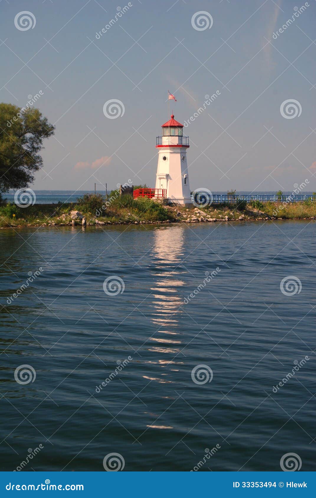 The Cheboygan Crib Lighthouse Stock Photo - Image of great, vintage ...