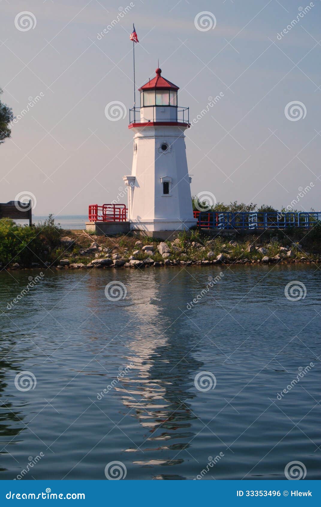 The Cheboygan Crib Lighthouse Stock Photo - Image of historic ...