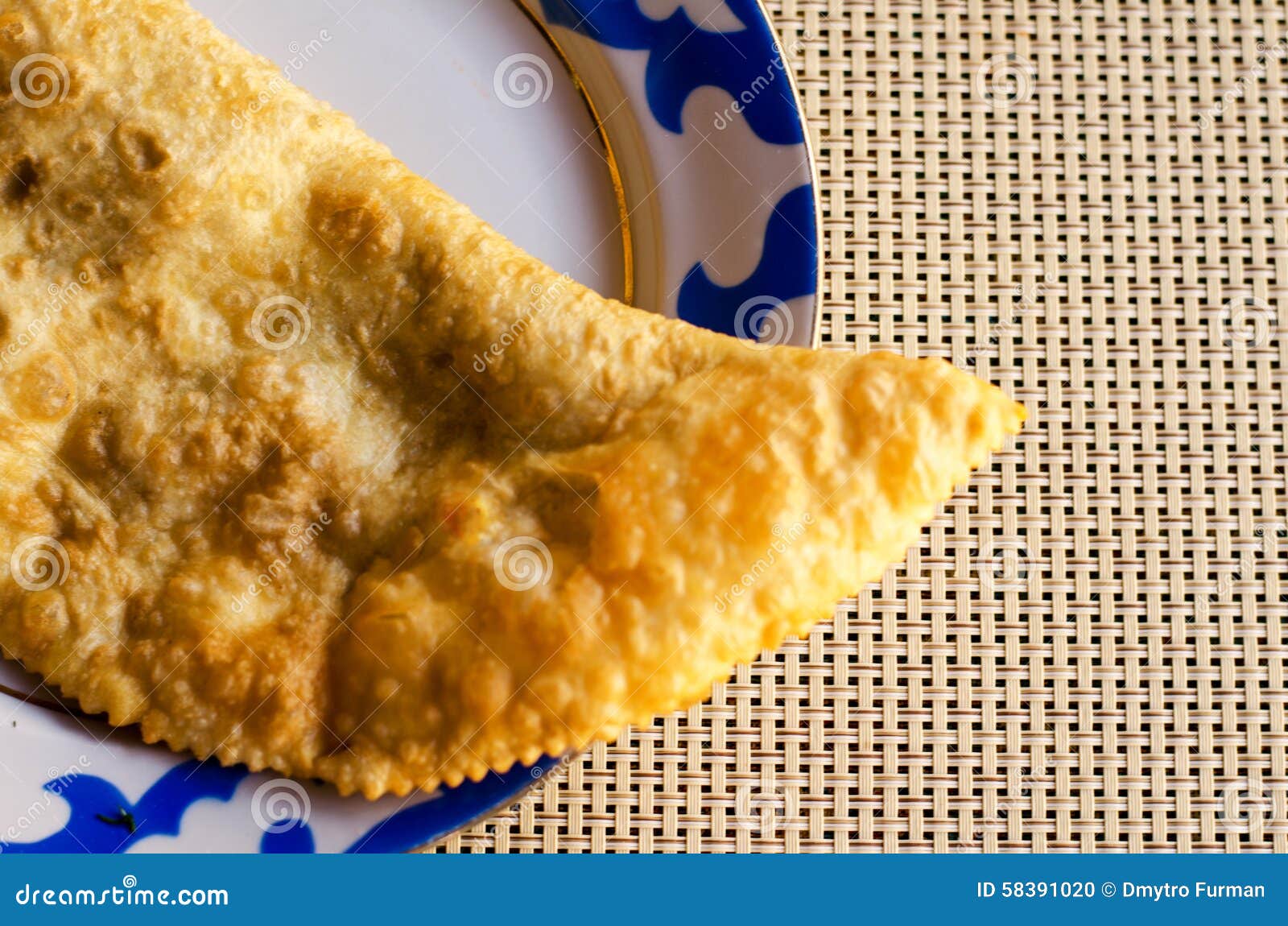 Cheburek on a plate stock photo. Image of dinner, fried - 58391020