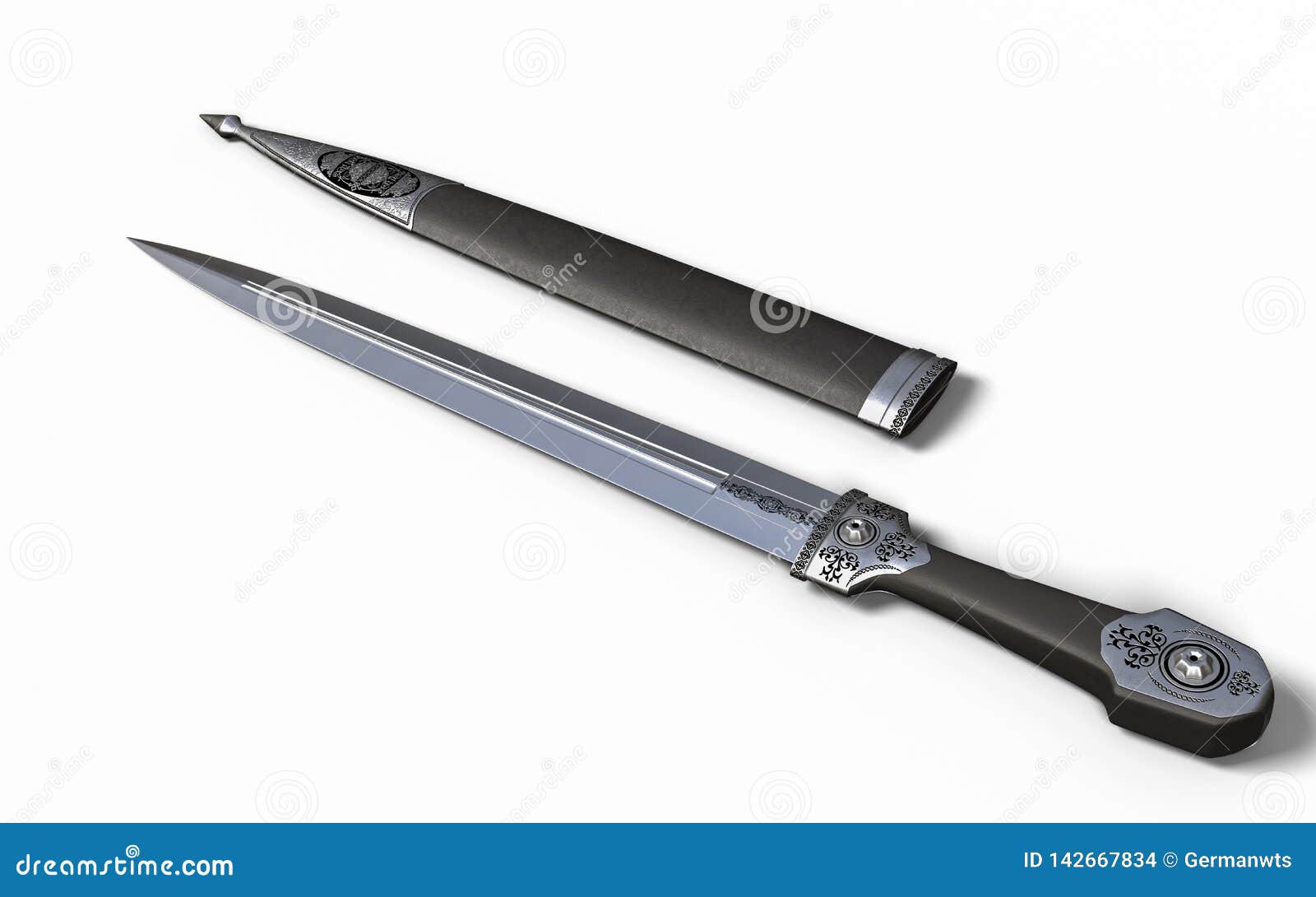 Chechen Dagger - Weapon of the Caucasus - 3d Illustration Stock ...