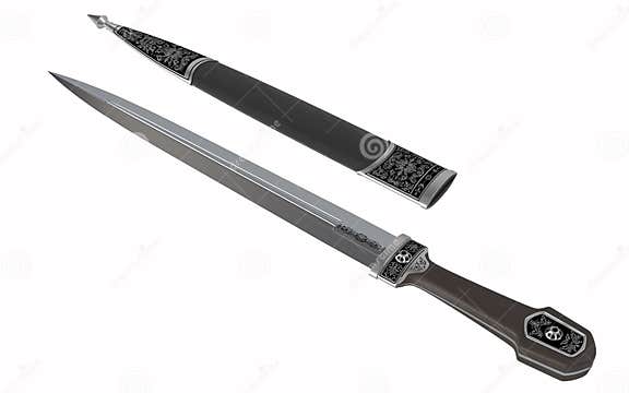 Chechen Dagger - Weapon of the Caucasus - 3d Illustration Stock ...