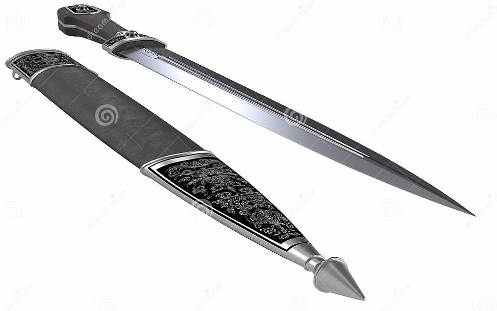 Chechen Dagger - Weapon of the Caucasus - 3d Illustration Stock ...