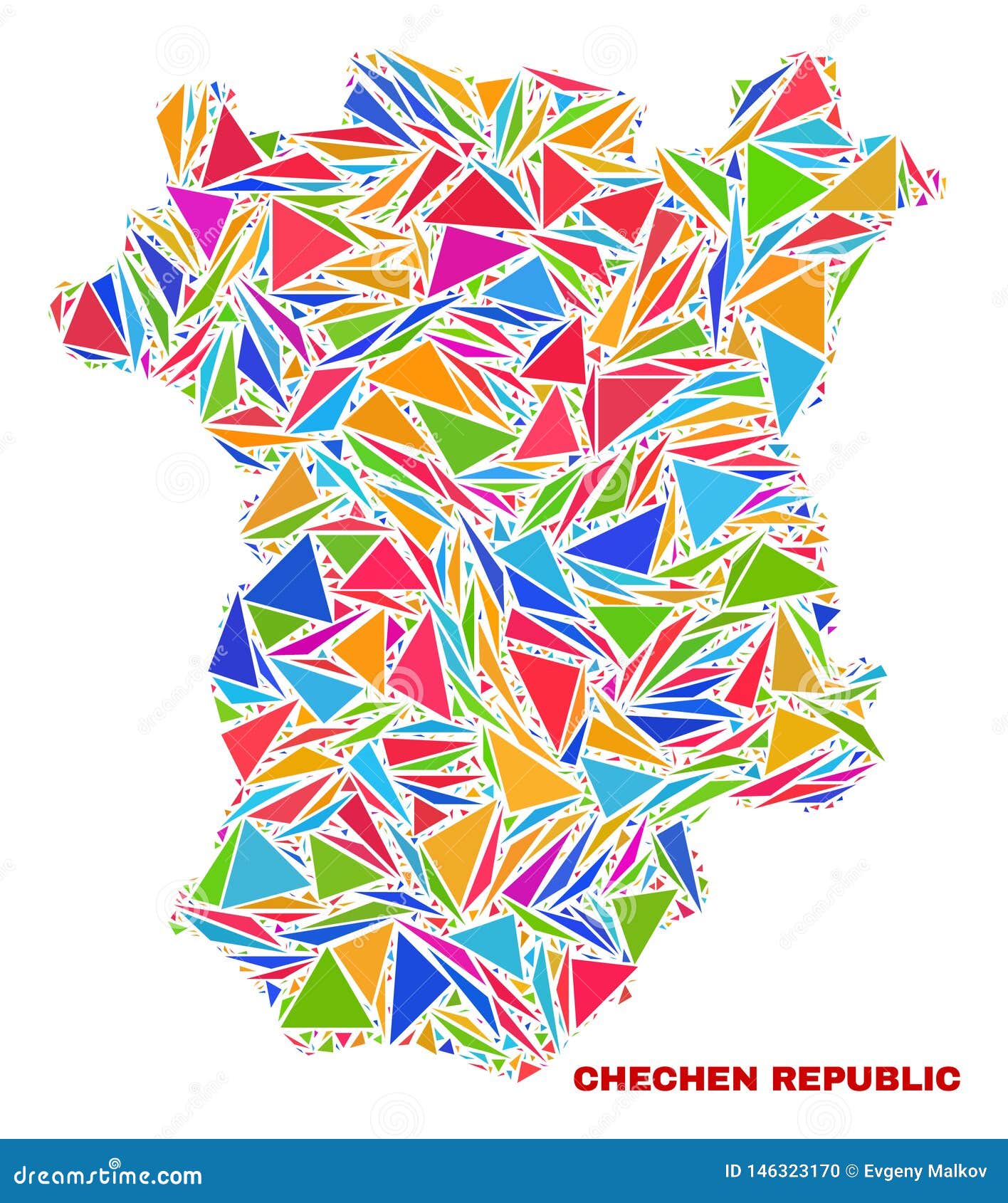 Chechen Republic Map - Mosaic of Color Triangles Stock Vector ...