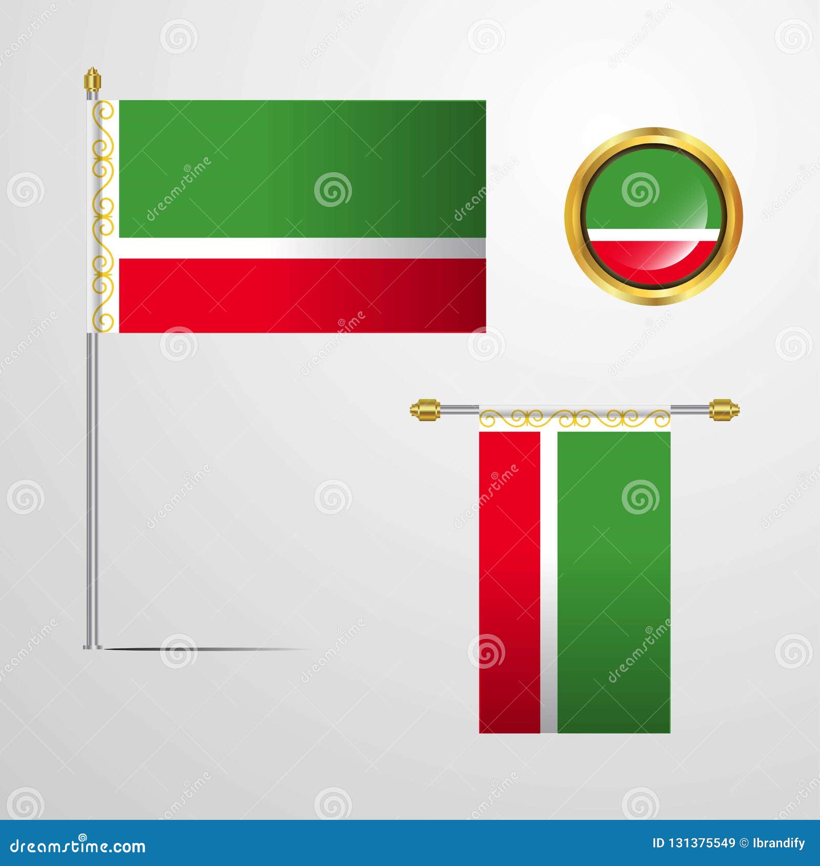 Chechen Republic Waving Flag Design with Badge Vector Stock Vector ...