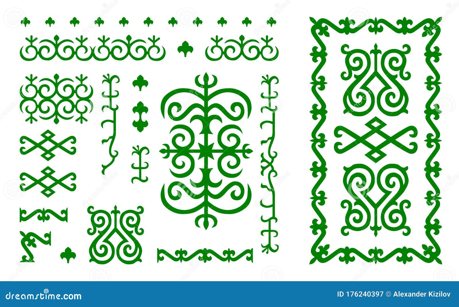 Chechen Traditional Ornament Elements. Vector Illustration Set. Stock ...