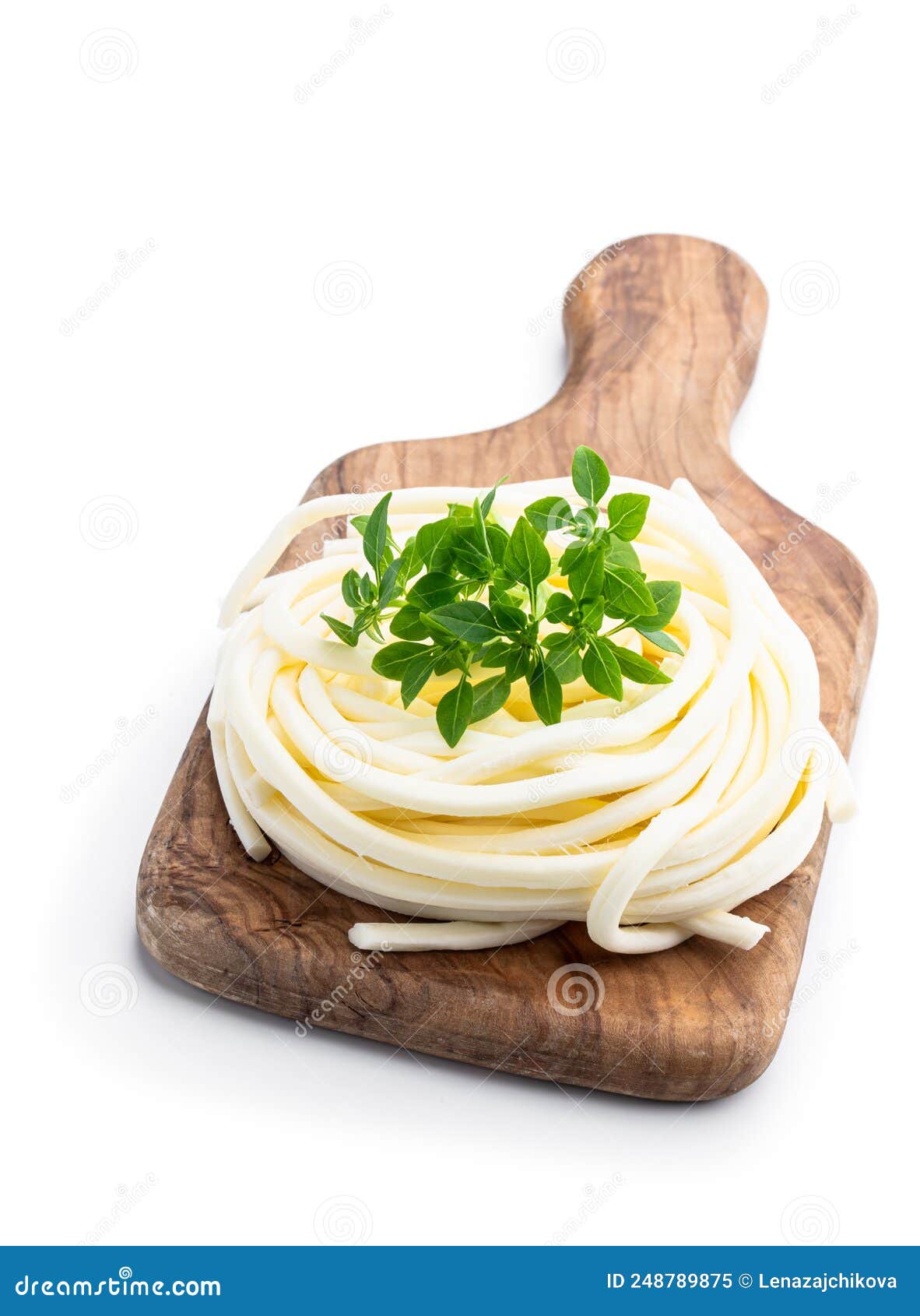 Chechil Cheese with Greek Basil Isolated on White Stock Image - Image ...