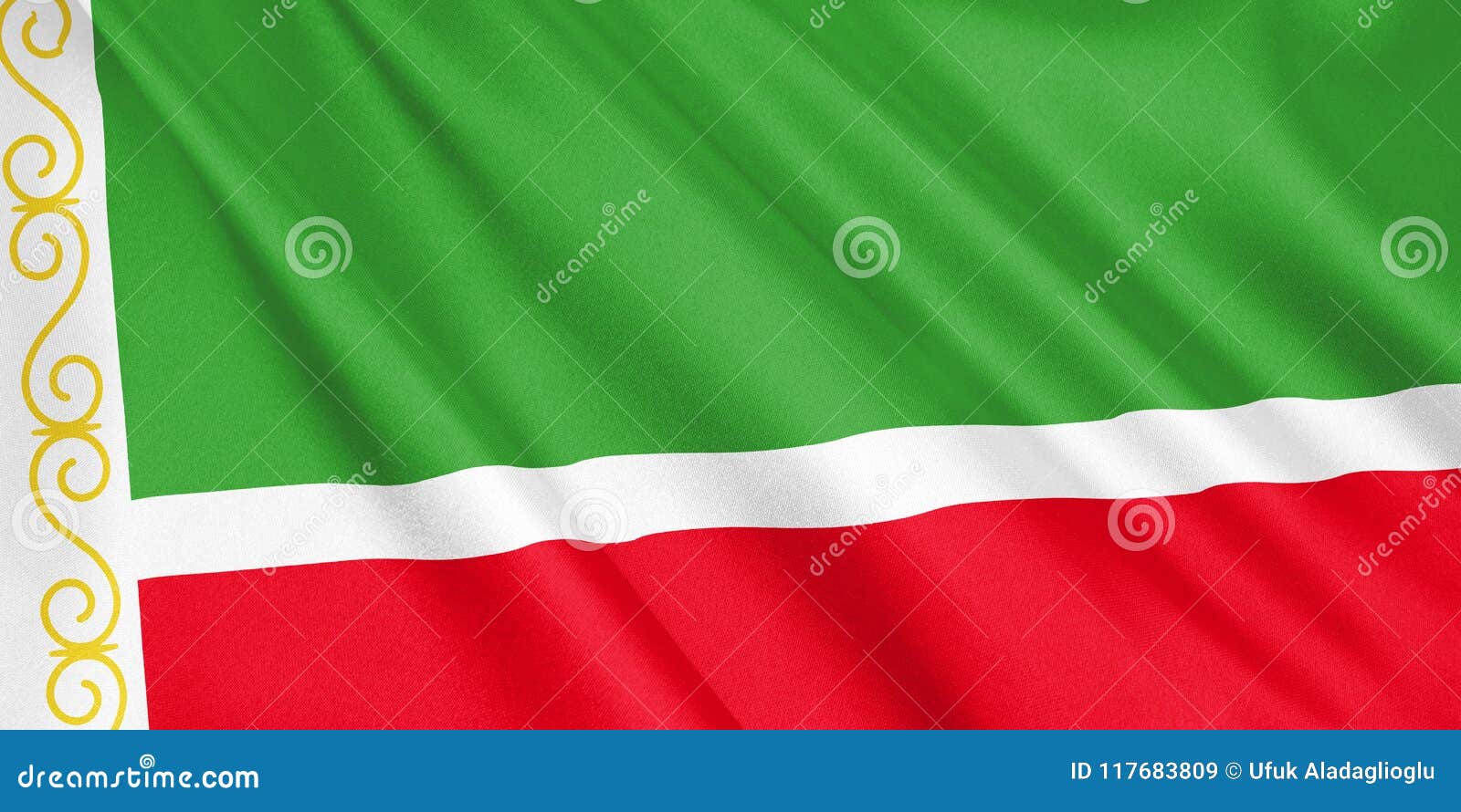Chechnya Flag Waving with the Wind. Stock Illustration - Illustration ...