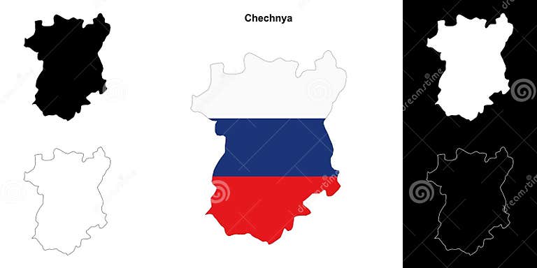 Chechnya outline map stock vector. Illustration of cartography - 334733237