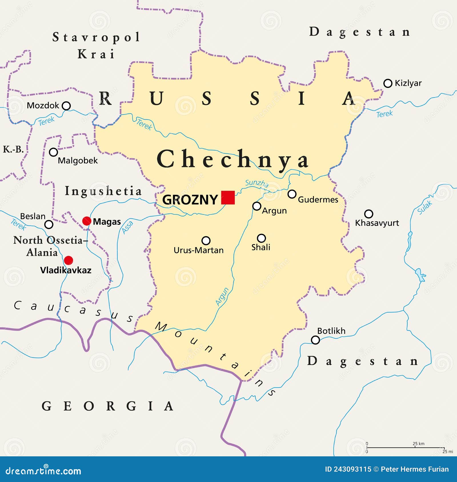 Republic Of Chechnya Map. Chechen Republic Map. Russia Oblast Map ...