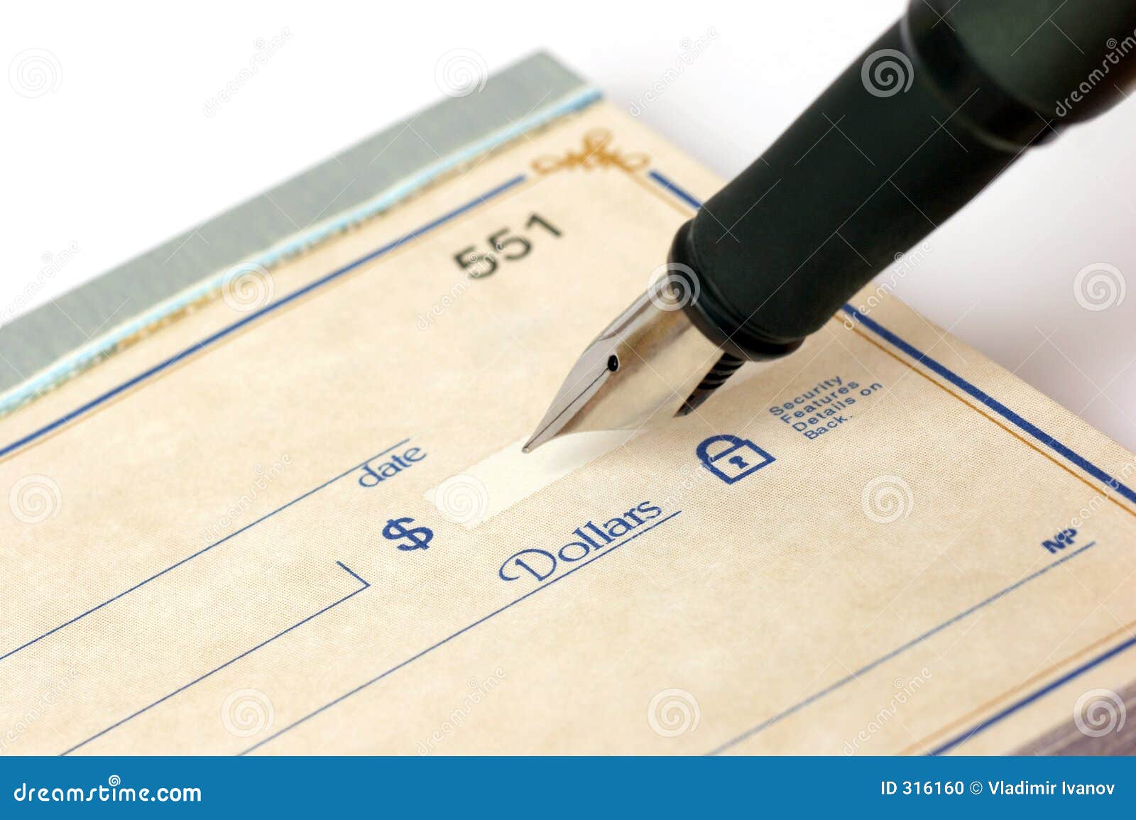 Check stock photo. Image of check, document, blank, fountain - 316160