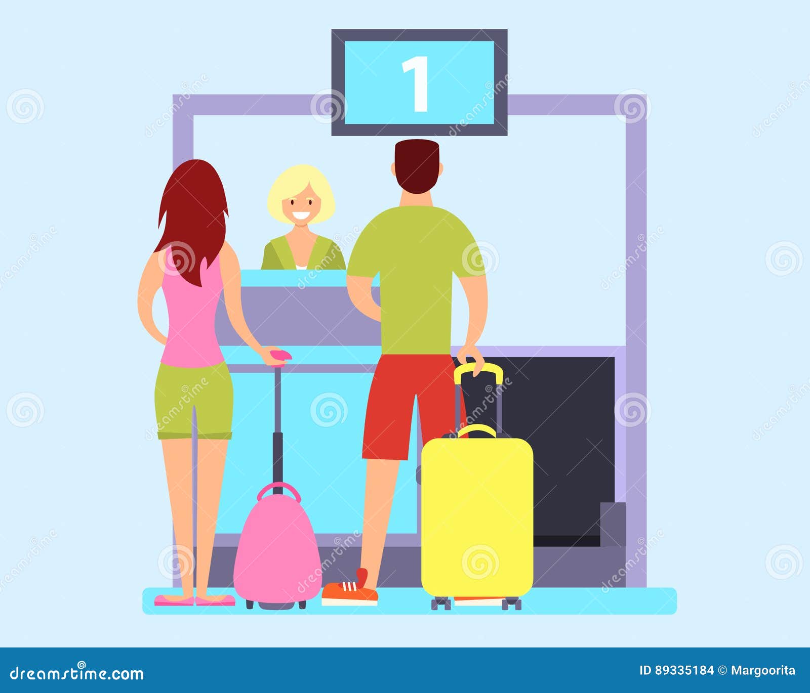 Check in at the airport stock vector. Illustration of luggage - 89335184