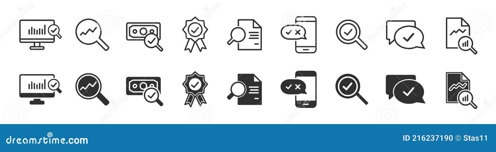 Check and Audit Icons Collection in Two Different Styles Stock Vector ...