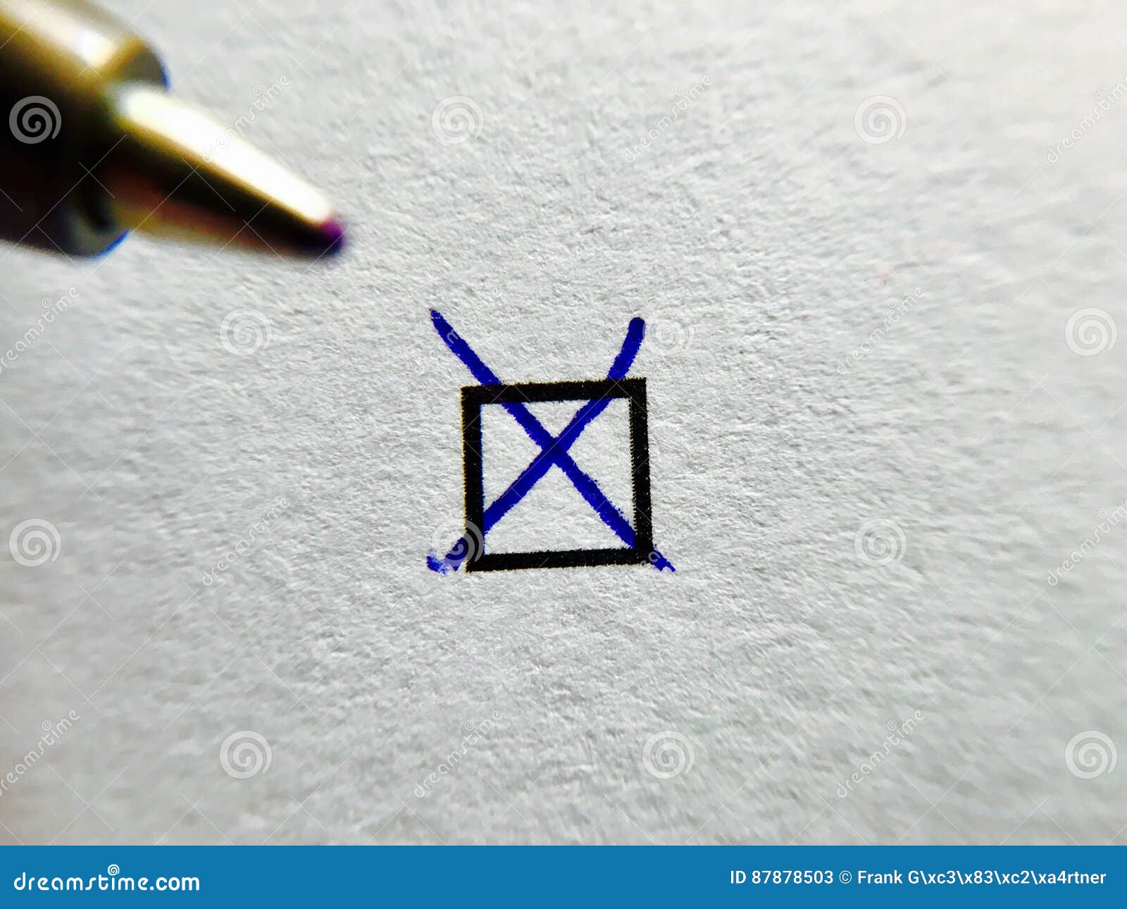 Check - Ballpoint Pen Marking Tick in Check Box Stock Image - Image of ...