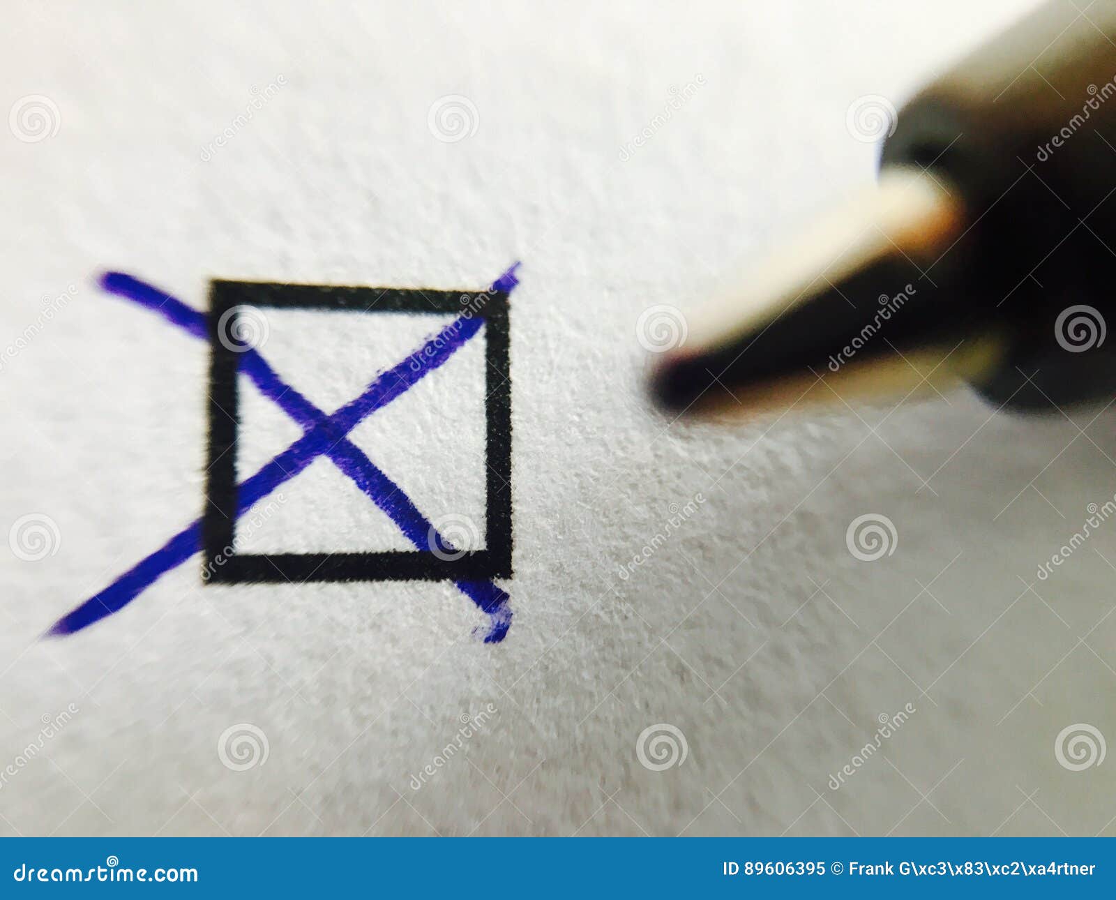 Check - Ballpoint Pen Marking Tick in Check Box Stock Image - Image of ...