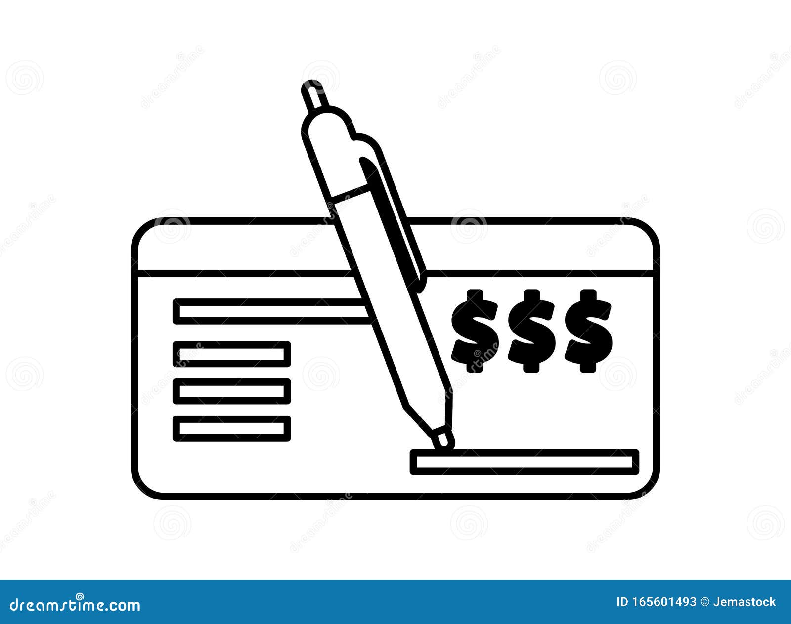 Check Bank Note with Pen Icon Stock Vector - Illustration of retail ...
