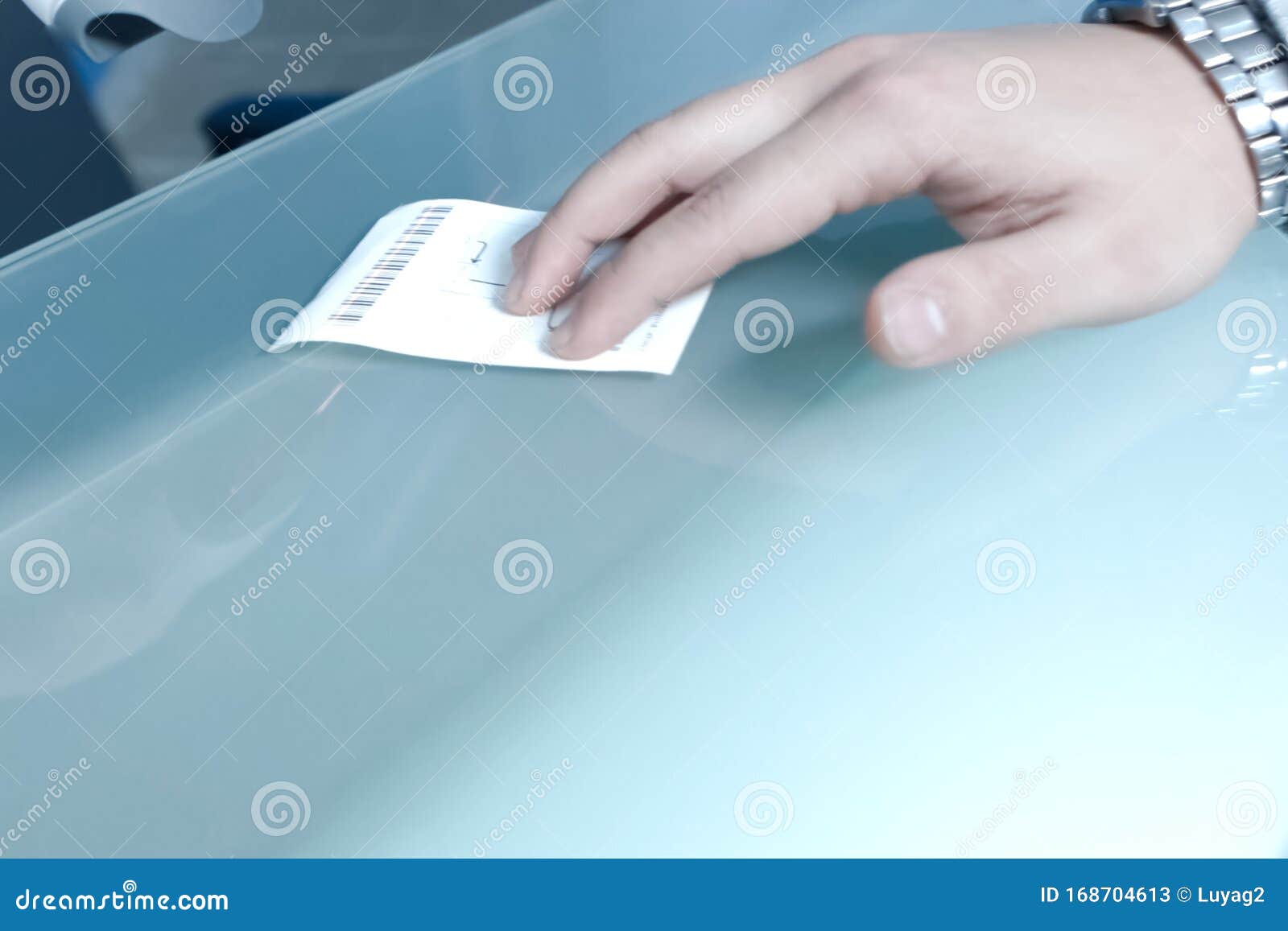 Check with Bar Code. Unprinted Terminal Check with Barcode Stock ...