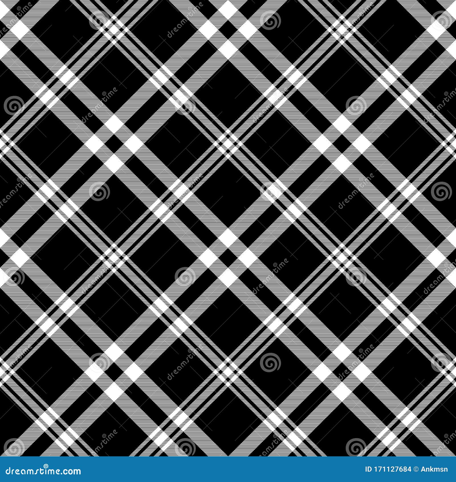 Check Black White Plaid Diagonal Texture Seamless Pattern Stock Vector ...