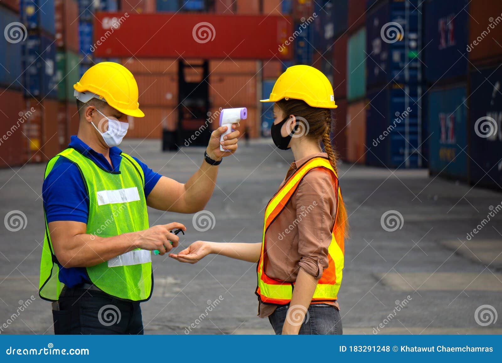 Check Body Temperature before Working in the Warehouse Stock Photo ...