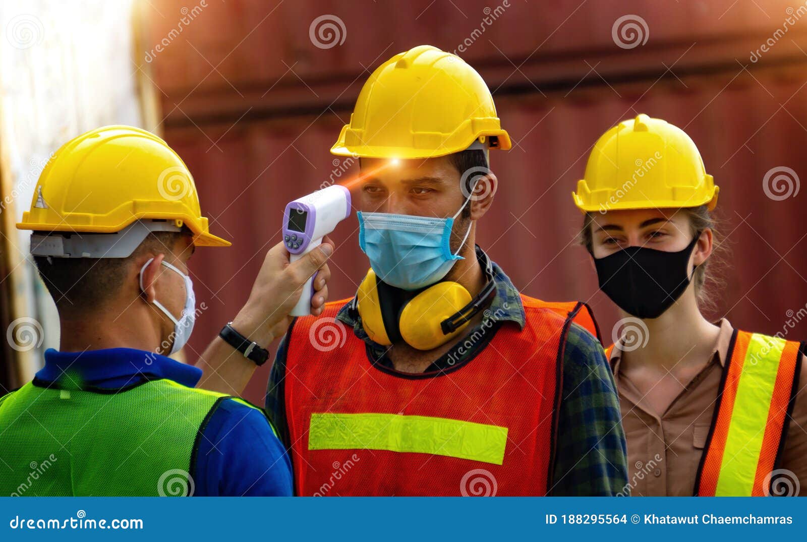Check Body Temperature before Working in the Warehouse Stock Photo ...
