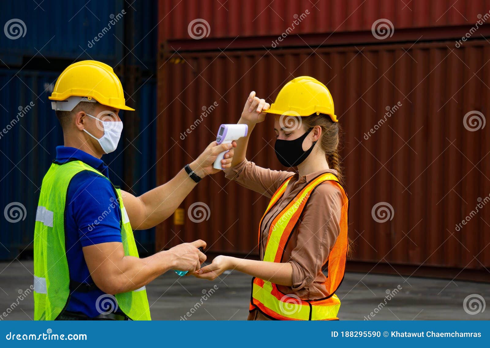 Check Body Temperature before Working in the Warehouse Stock Photo ...