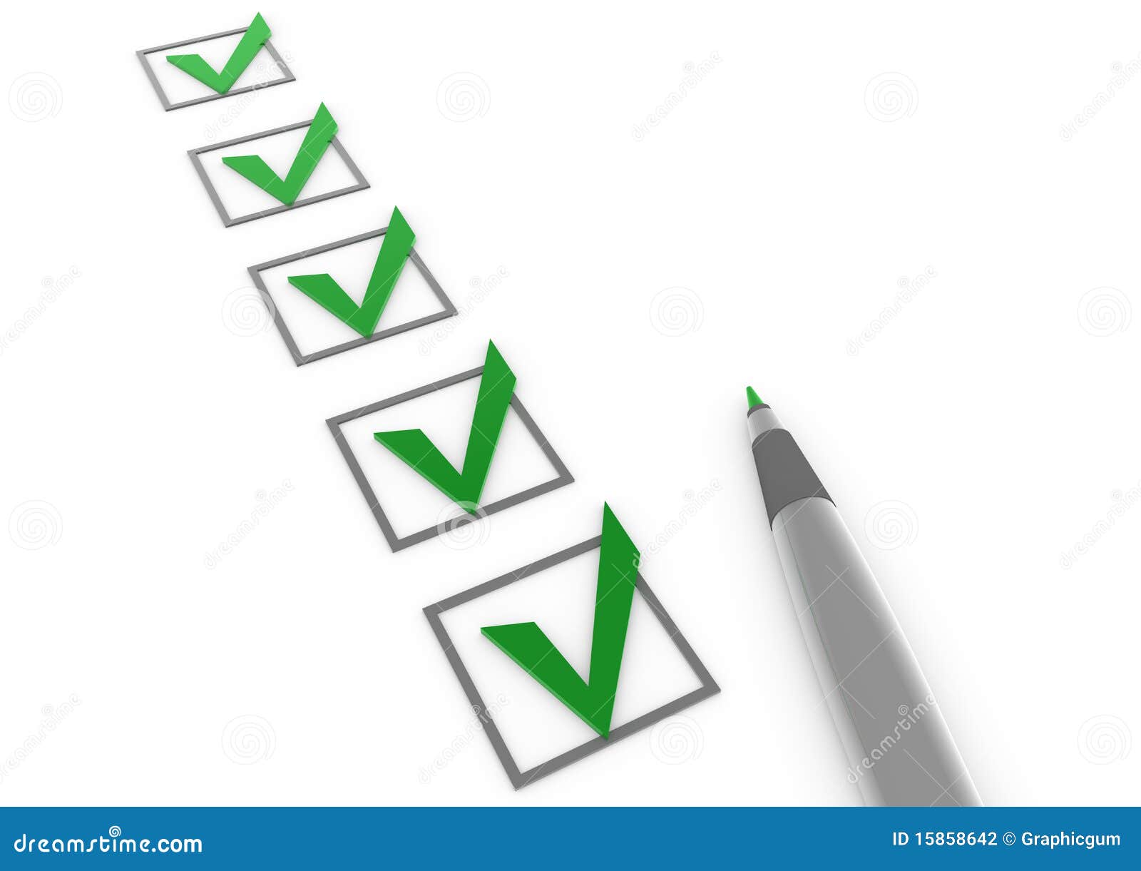 Check box 5 green gray pen stock illustration. Illustration of election ...