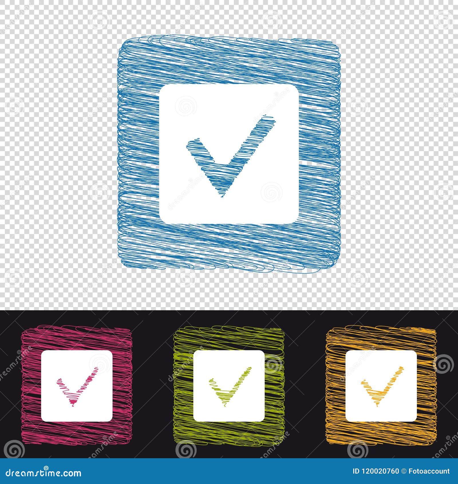 Check Box Button - Check Mark Sign - Colorful Scribble Vector Icons ...