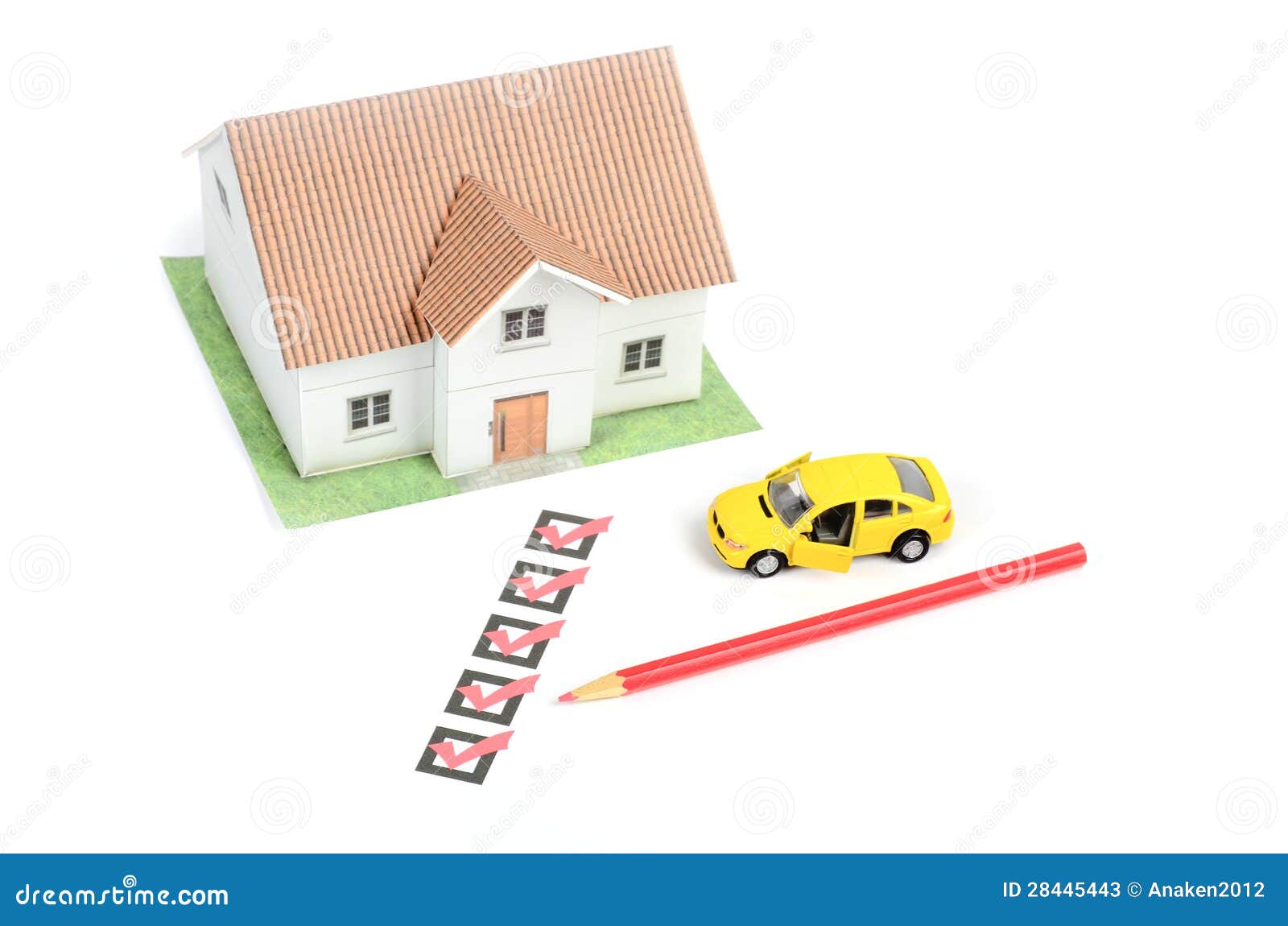 Check Box and Car with House Stock Image - Image of business, concept ...