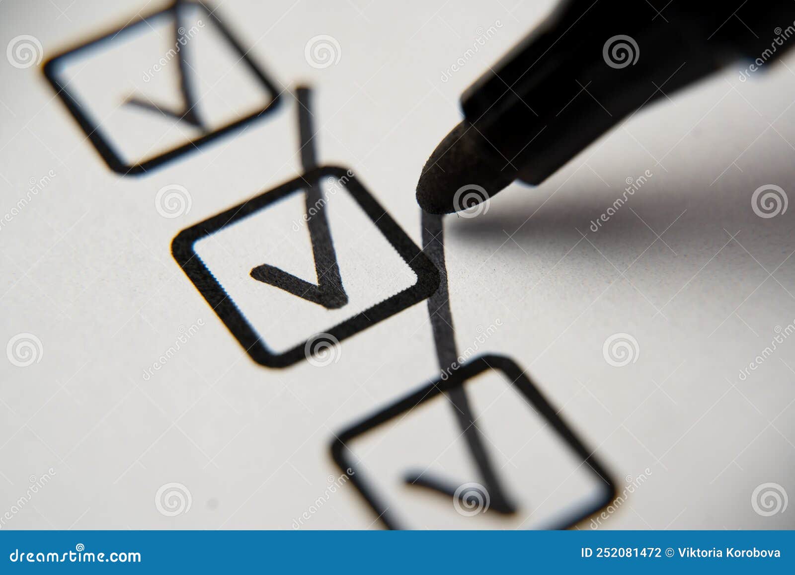 Check the Box in the Checklist with a Black Marker. Completed and ...