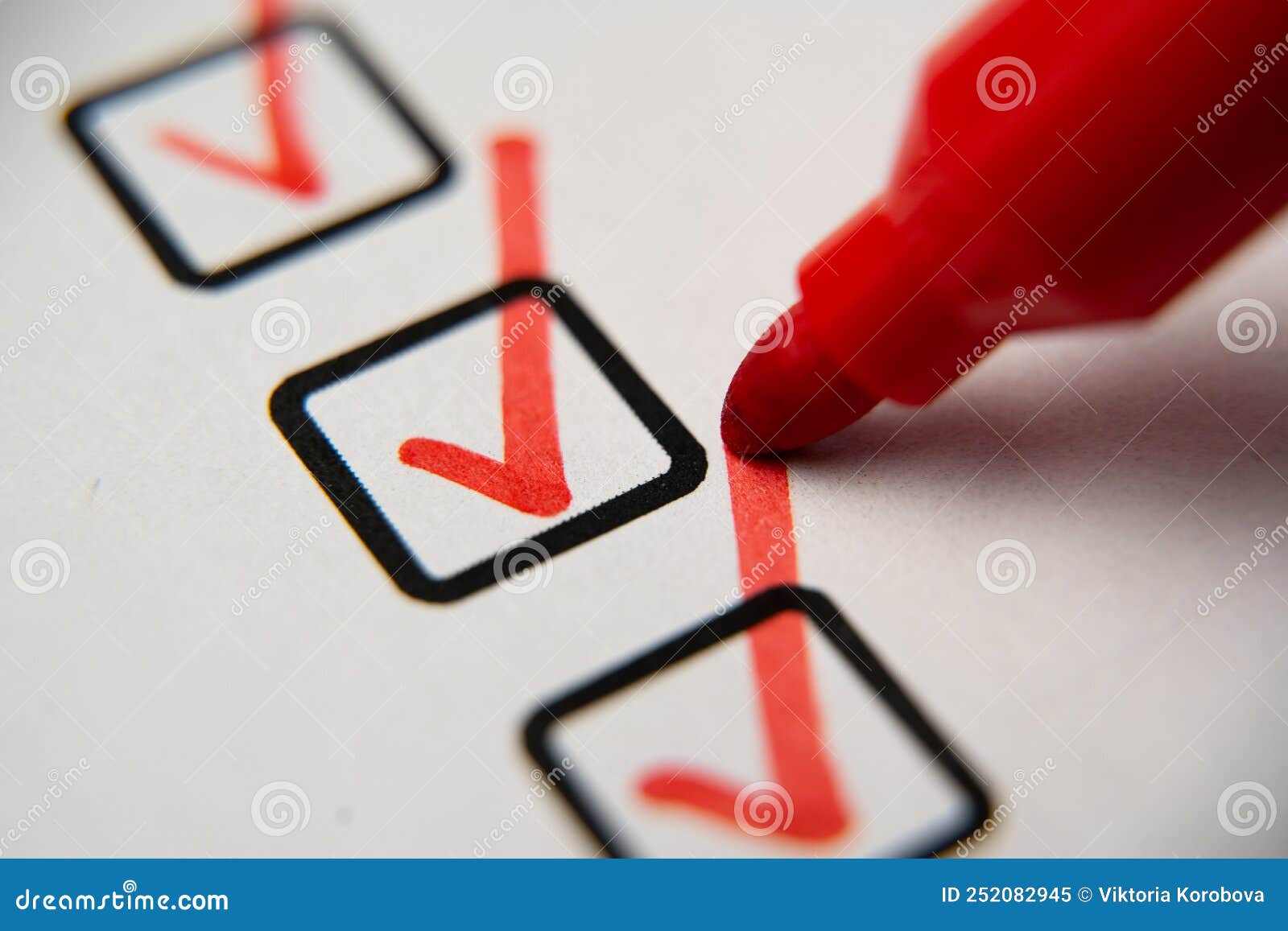 Check the Box in the Checklist with a Red Marker. Completed and ...