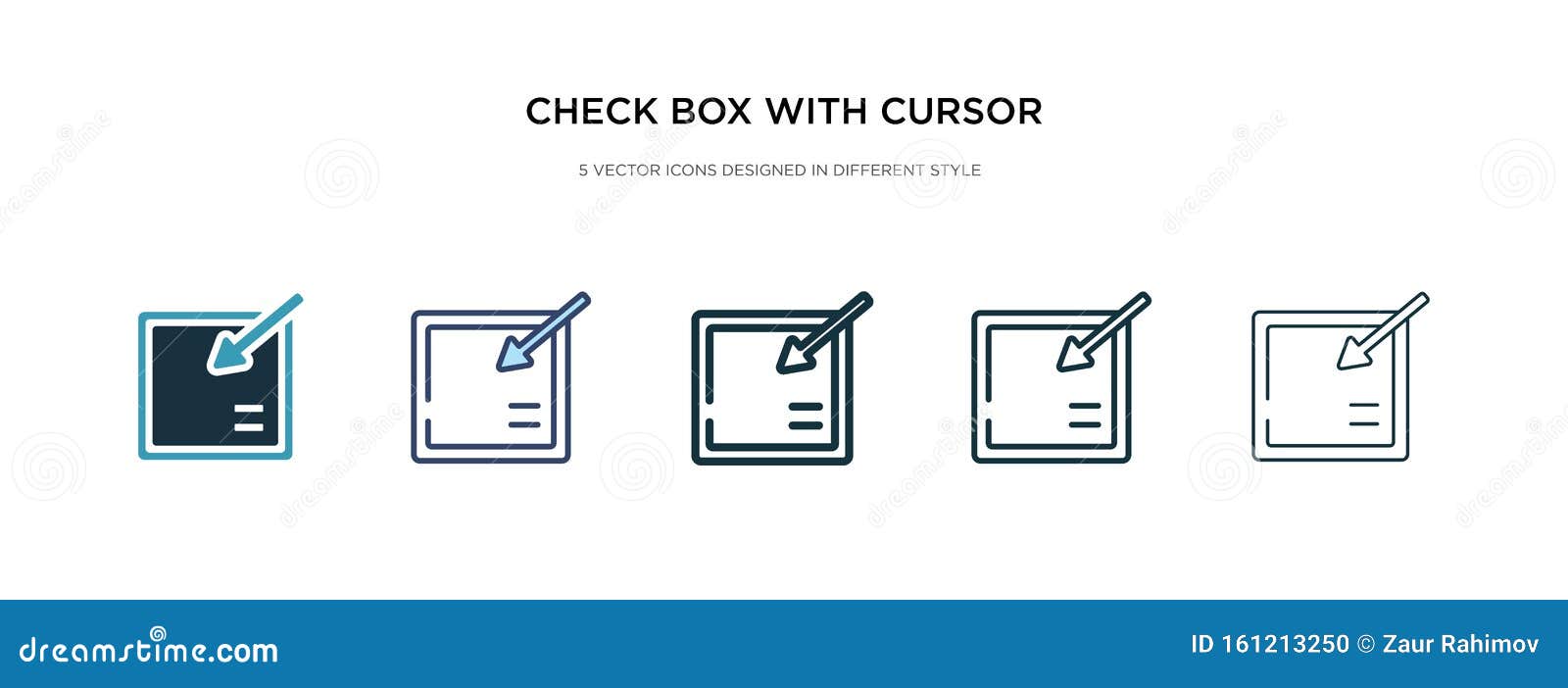 Check Box with Cursor Icon in Different Style Vector Illustration. Two ...