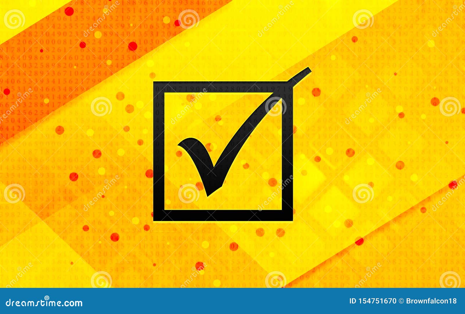 Check Box Icon Abstract Digital Banner Yellow Background Stock ...