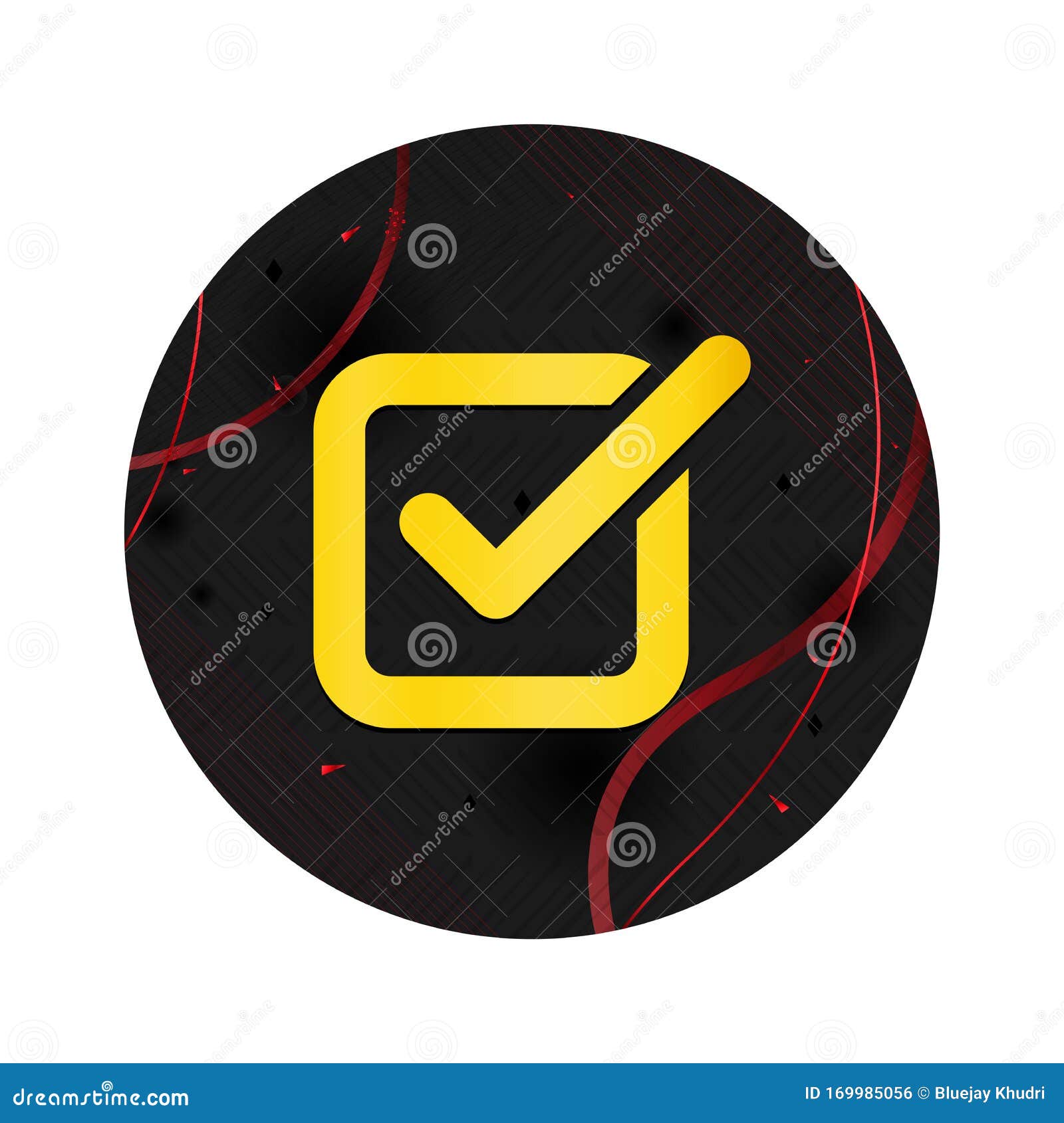 Check Box Icon Elegant Black Round Button Stock Vector - Illustration ...