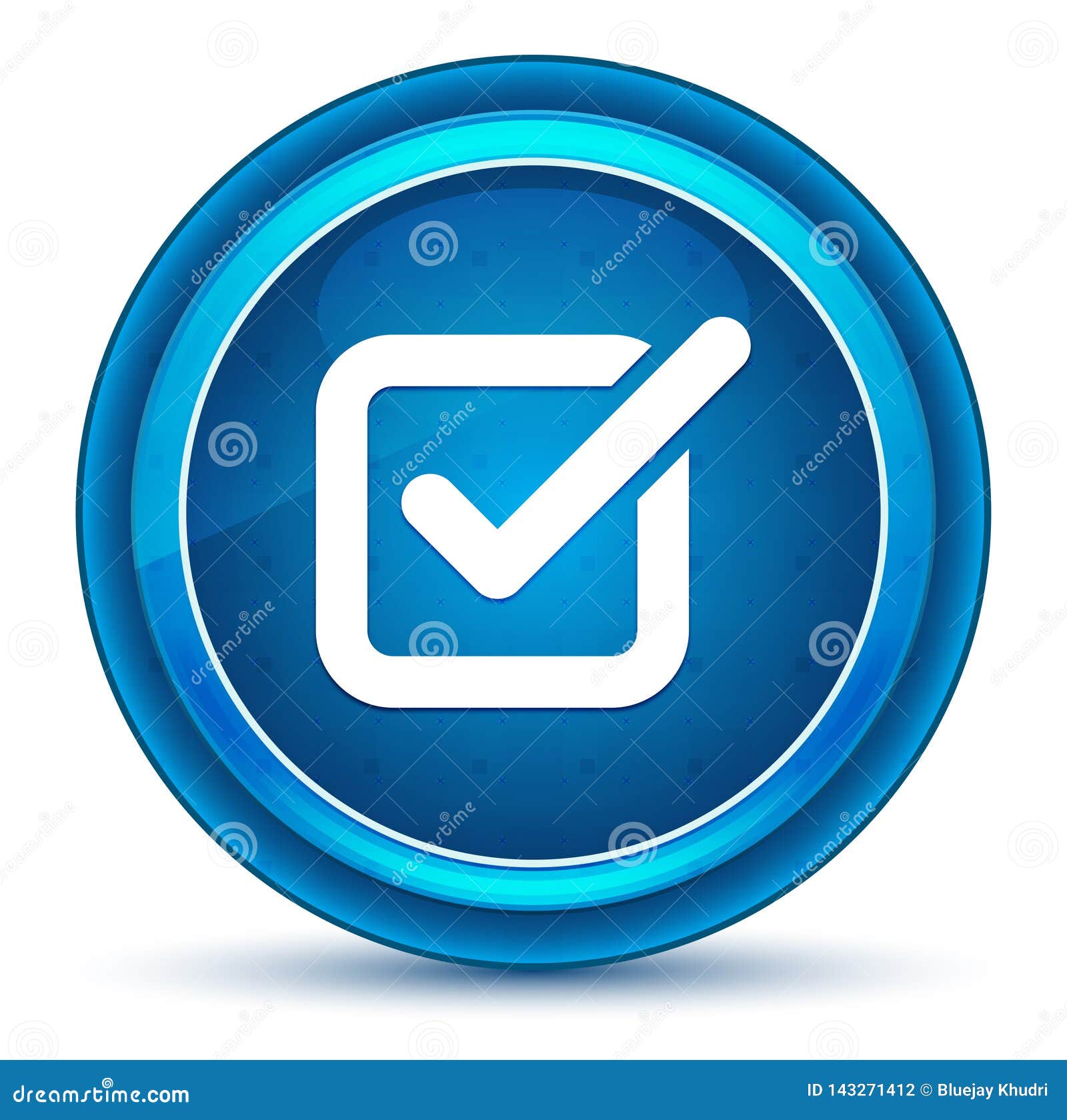Check Box Icon Eyeball Blue Round Button Stock Illustration ...