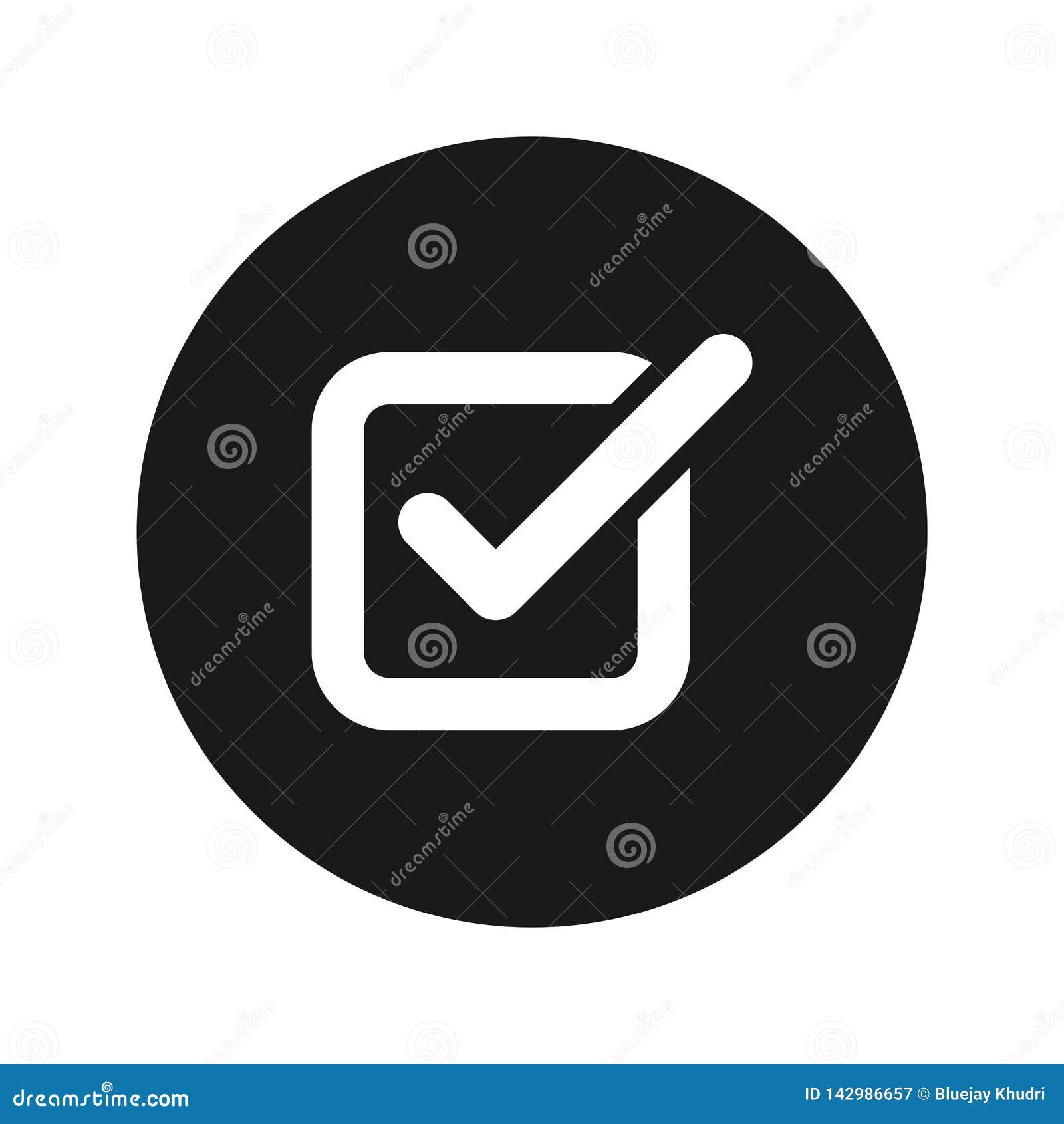Check Box Icon Flat Black Round Button Vector Illustration Stock Vector ...