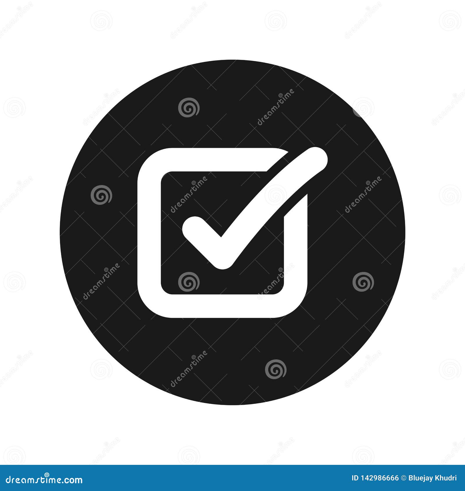 Check Box Icon Flat Black Round Button Vector Illustration Stock Vector ...