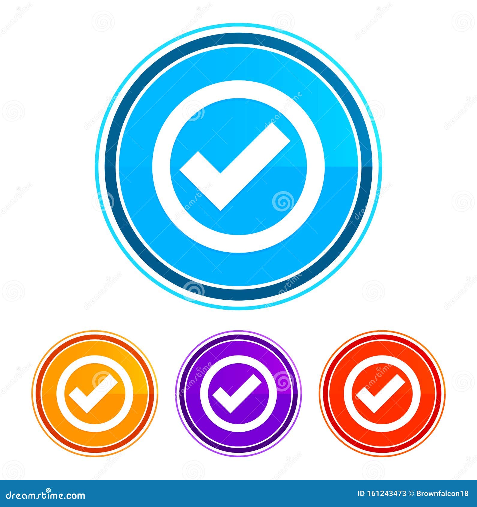 Check Box Icon Flat Design Round Buttons Set Illustration Design Stock ...