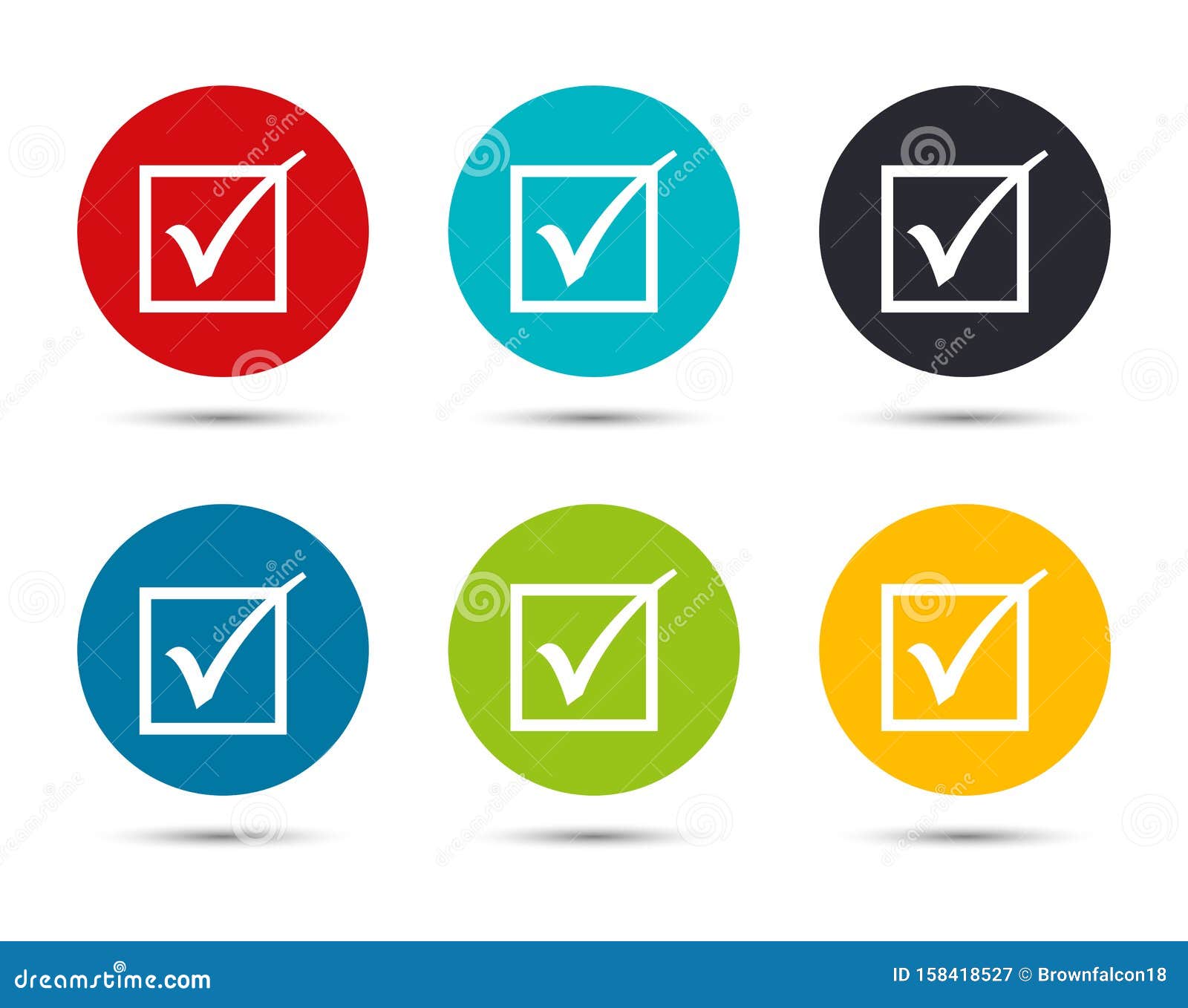 Check Box Icon Flat Round Button Set Illustration Design Stock Vector ...