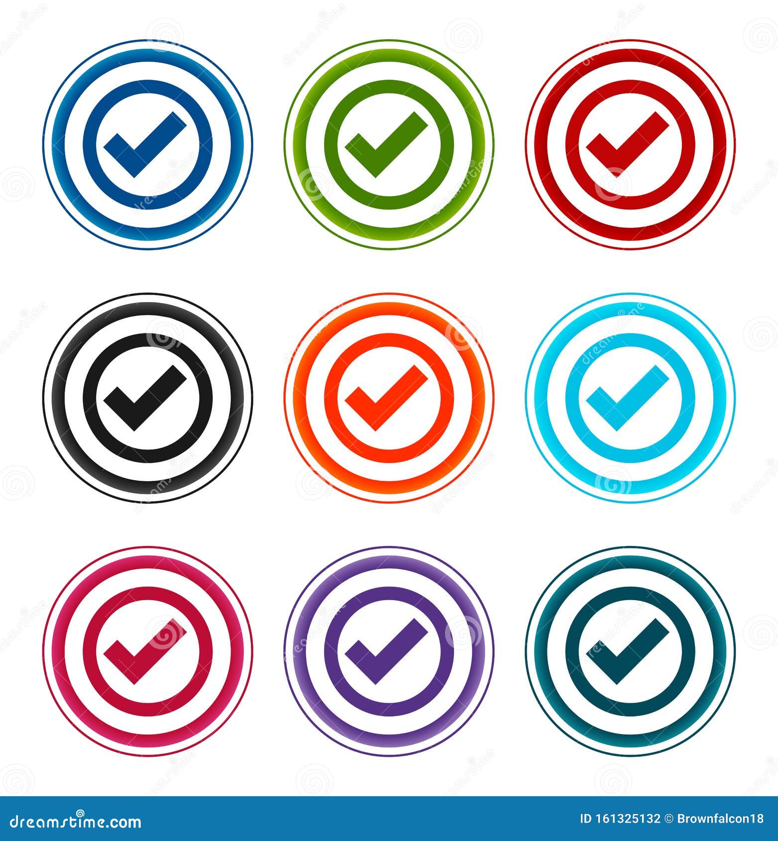 Check Box Icon Flat Round Buttons Set Illustration Design Stock Vector ...