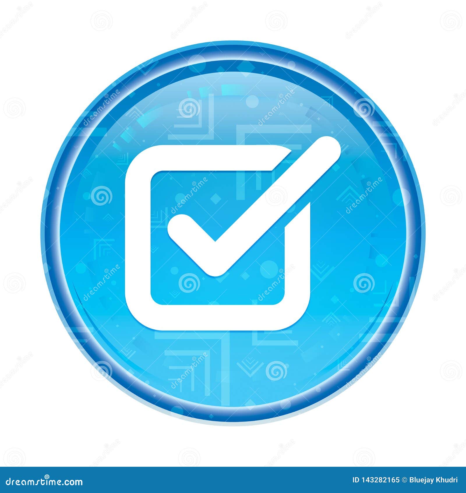 Check Box Icon Floral Blue Round Button Stock Illustration ...