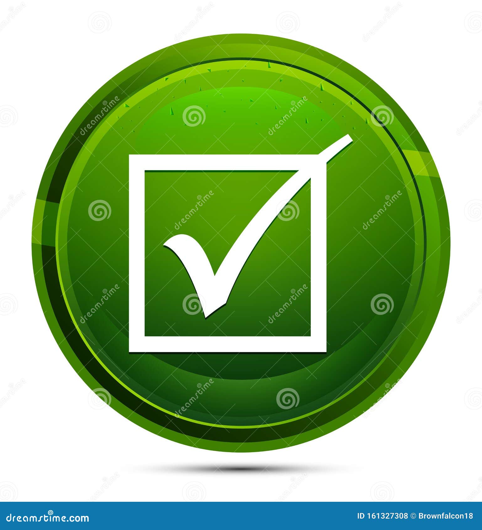 Check Box Icon Glassy Green Round Button Illustration Stock Vector ...
