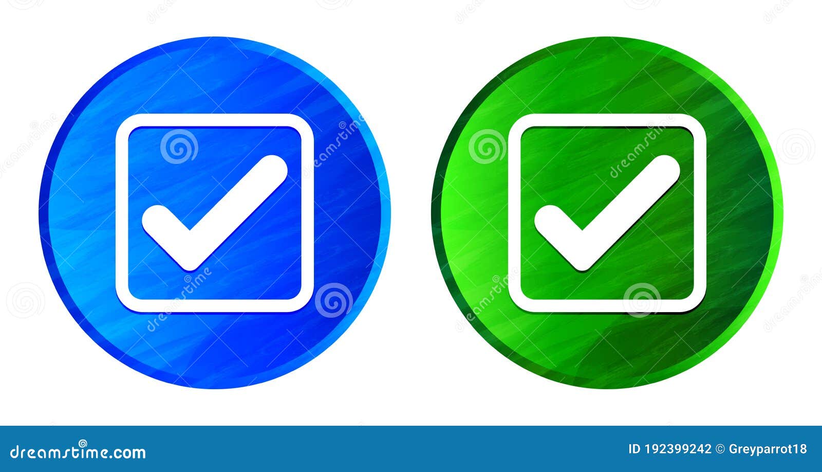 Check Box Icon Grunge Texture Round Button Set Illustration Stock ...