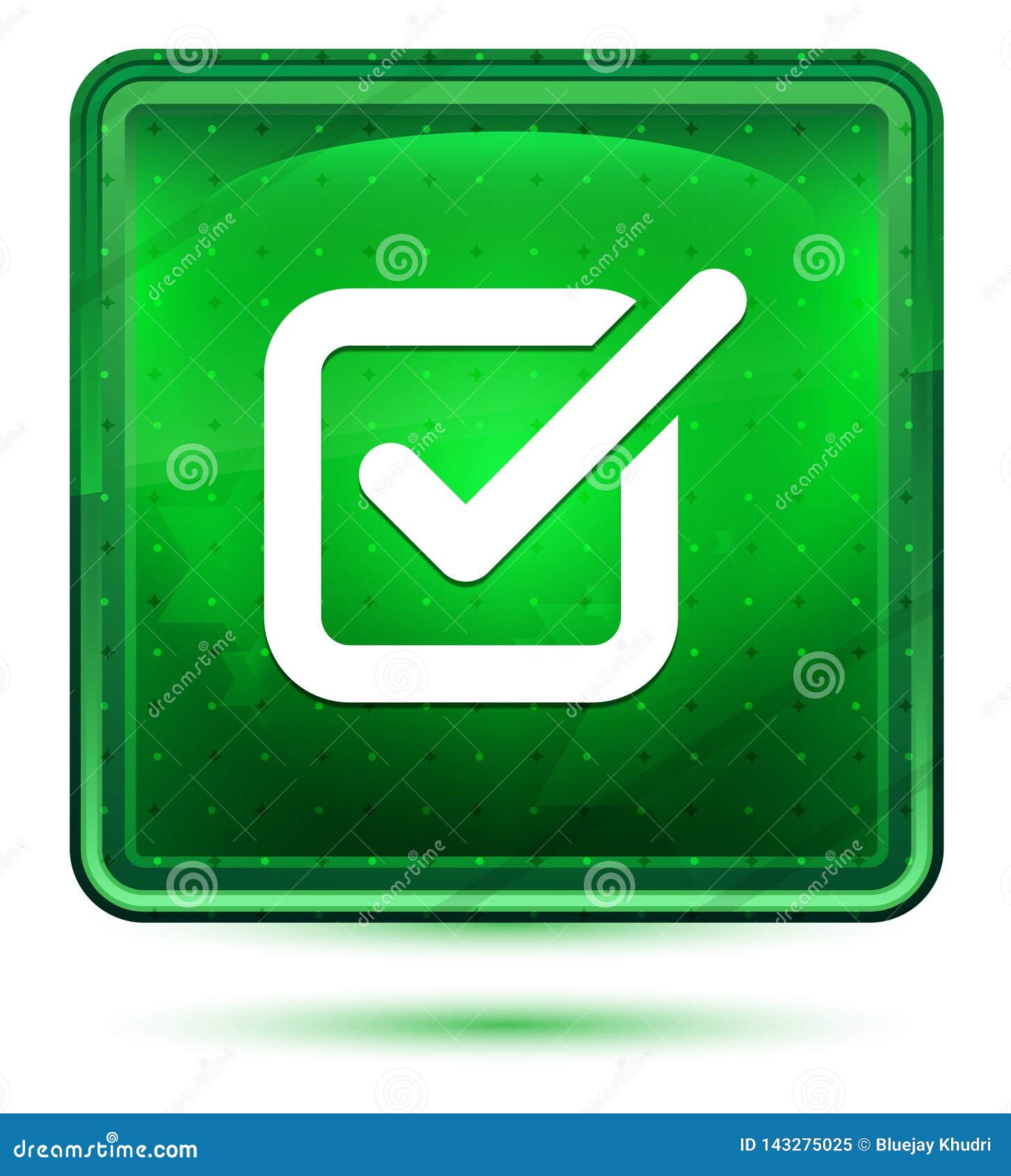 Check Box Icon Neon Light Green Square Button Stock Illustration ...