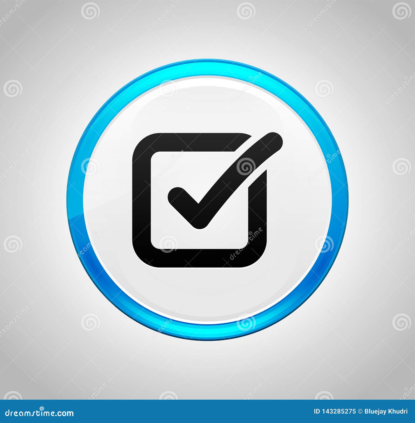 Check Box Icon Round Blue Push Button Stock Illustration - Illustration ...