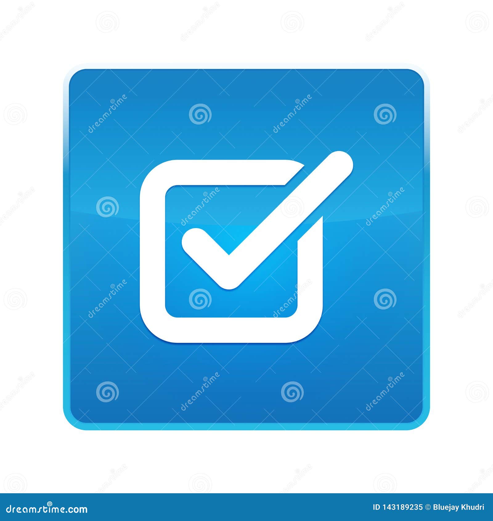 Check Box Icon Shiny Blue Square Button Stock Illustration ...