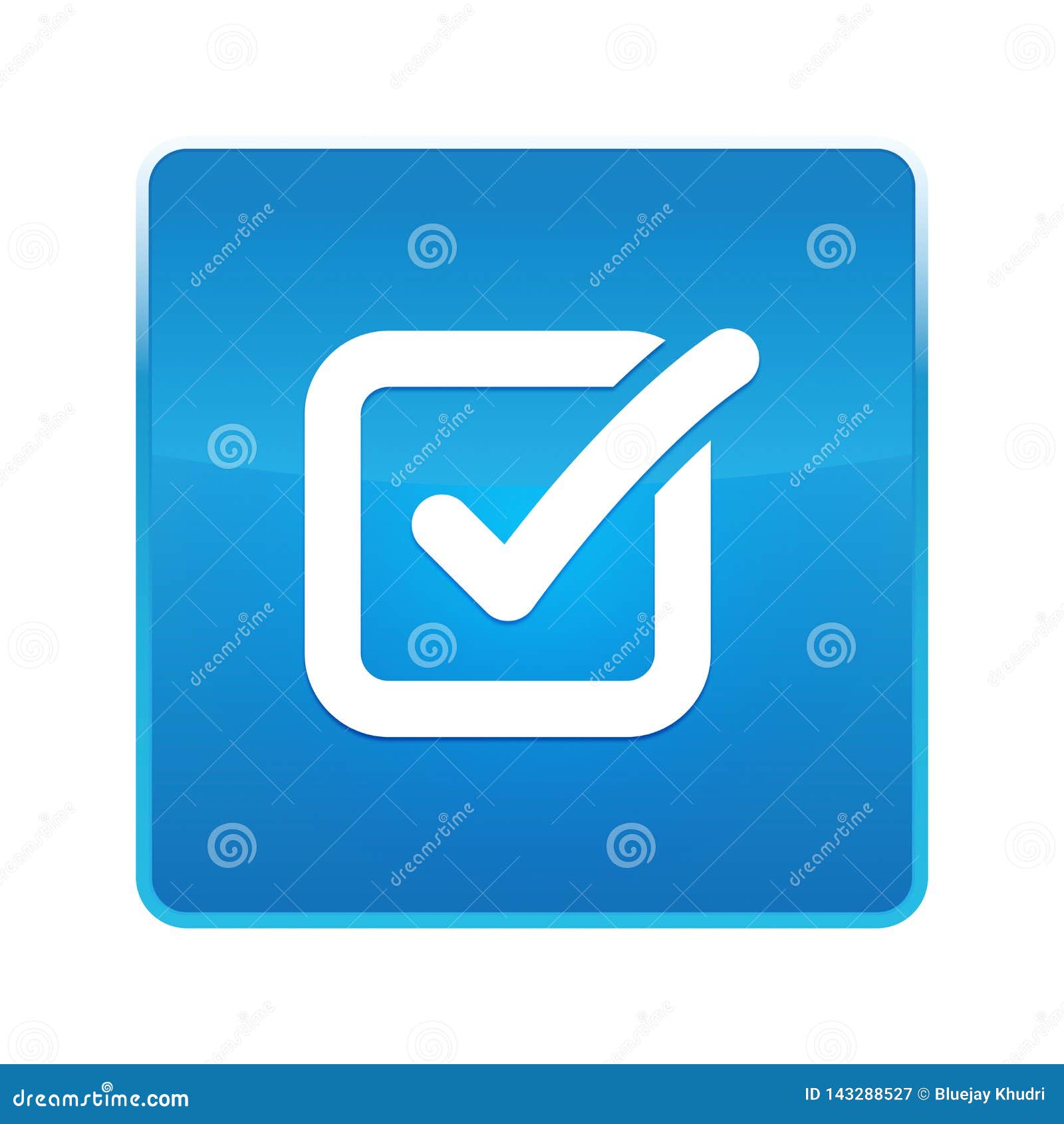 Check Box Icon Shiny Blue Square Button Stock Illustration ...