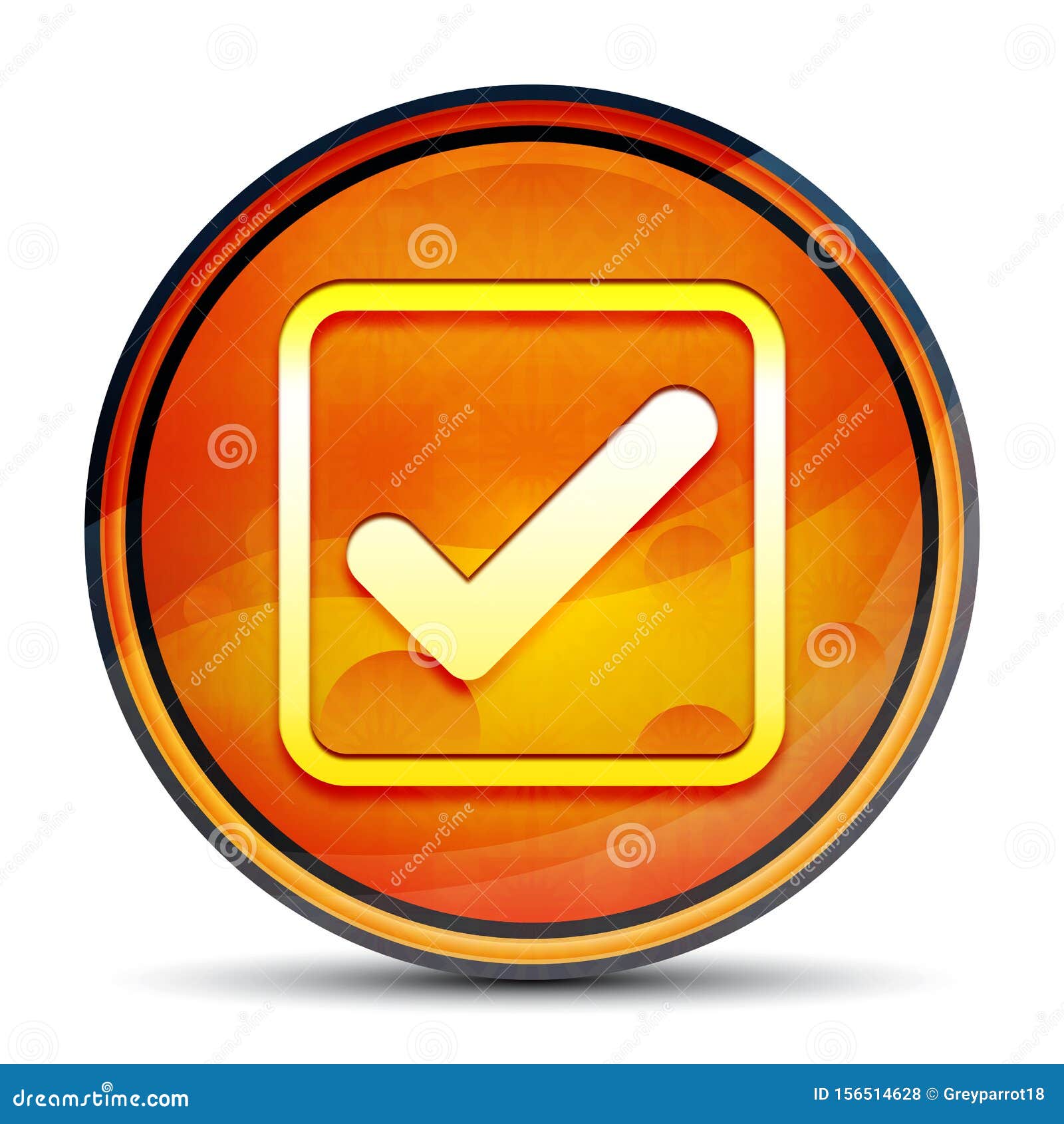 Check Box Icon Shiny Bright Orange Round Button Illustration Stock ...