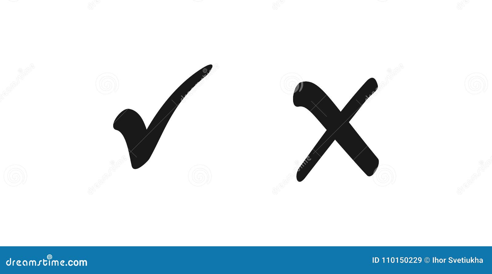 Check Box List Icons Tick and Cross, Black Marks Isolated on White ... Check Box List Icons Tick and Cross, Black Marks Isolated on White ...