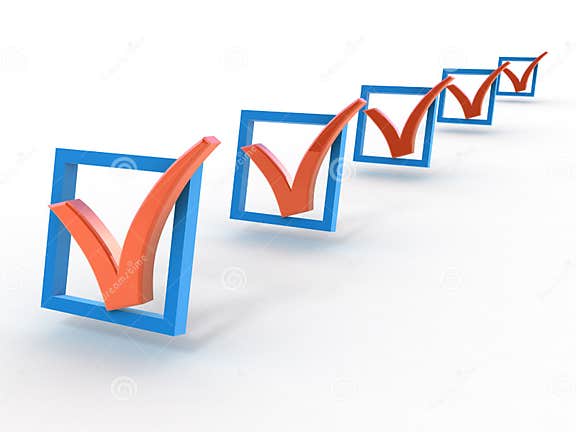 Check Boxes with Check Marks Stock Illustration - Illustration of three ...